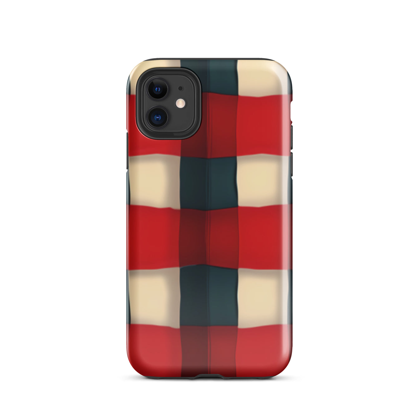 Checkered Pattern Retro Red Color Palette Tough Case for iPhone, Bold ...