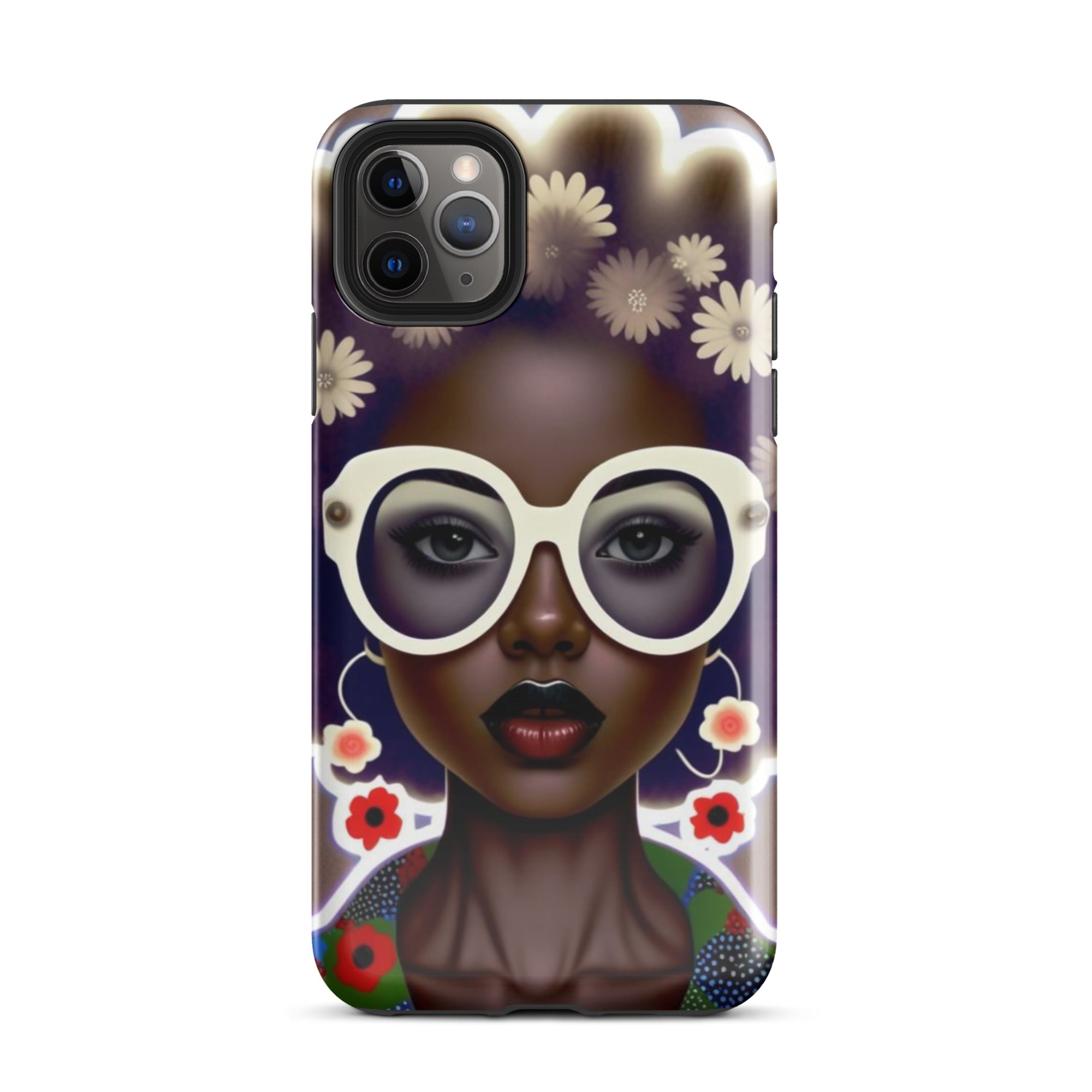 Brown Skin Beauty Afro Hair Art with Sunglasses Afro Phone case,Tough ...