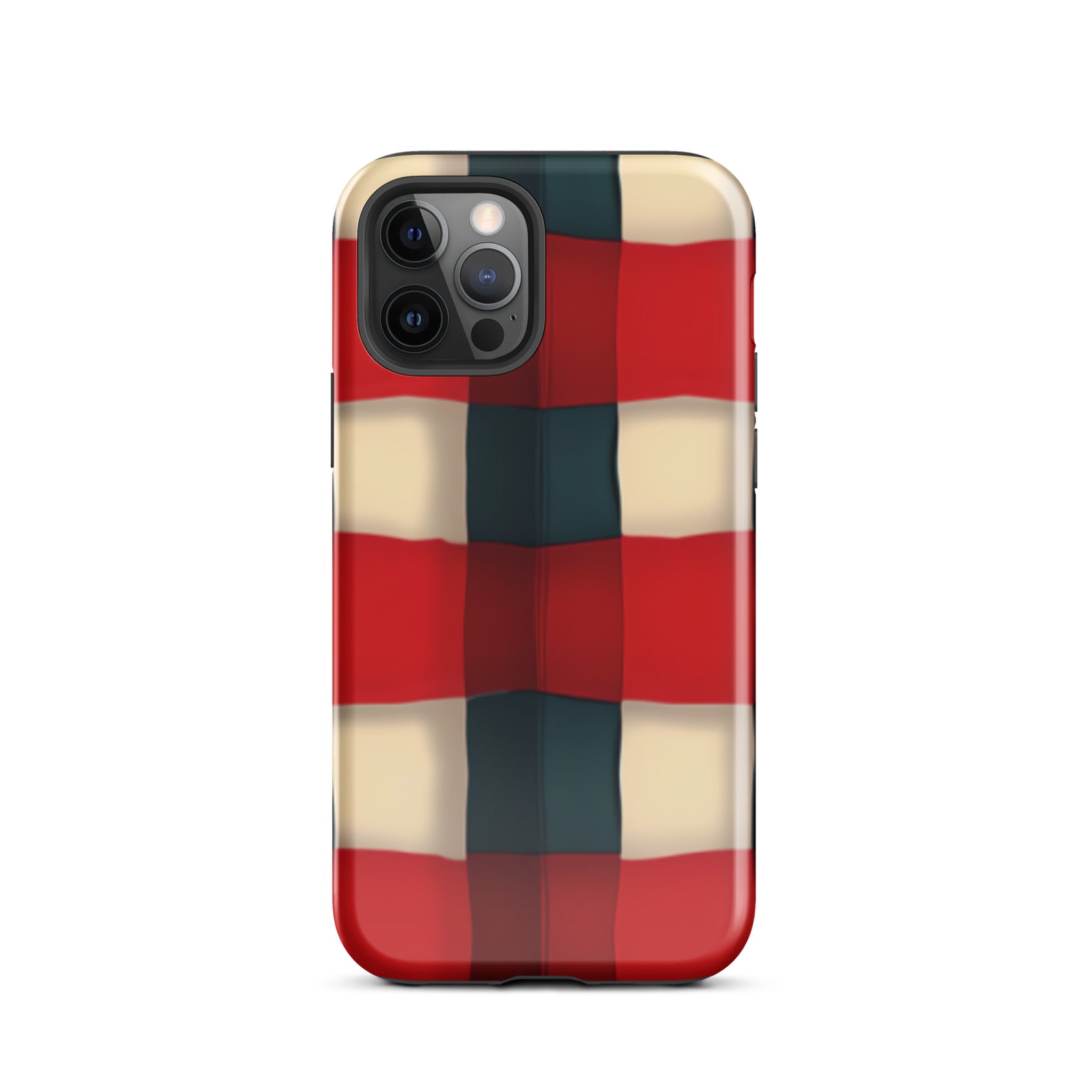 Checkered Pattern Retro Red Color Palette Tough Case for iPhone, Bold ...