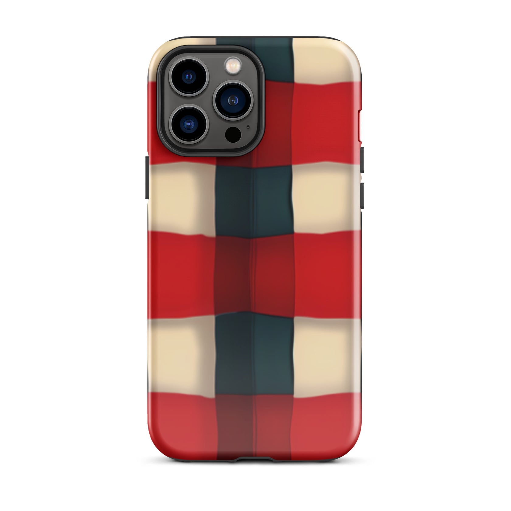 Checkered Pattern Retro Red Color Palette Tough Case for iPhone, Bold ...