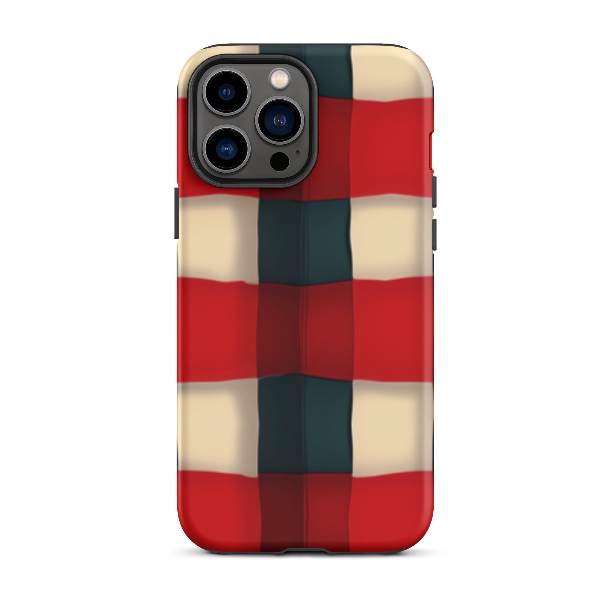 Checkered Pattern Retro Red Color Palette Tough Case for iPhone, Bold ...